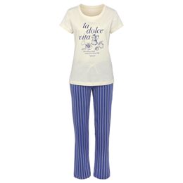 Vivance Dreams Damen Pyjama, Gr. 36, lila, Single Jersey, Obermaterial: 100% Baumwolle, Homewear-Sets, mit zartem Streifenmuster