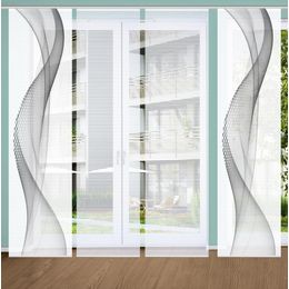 Schiebegardine HOME IN GREEN, B:60cm H:245cm, grau, Polyester, Wohnzimmer, Gardinen, "NEVOLA", SET DIGITALDRUCK,BAMBUSOPTIK RECYCELT