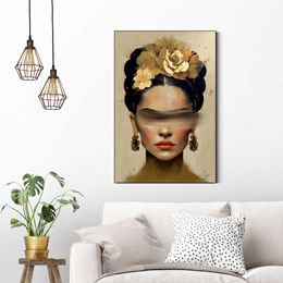 Wandbild Reinders, B:60cm H:90cm T:3cm, gold, MDF, Wohnzimmer, Bilder, "Frida Paint Stripe"