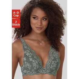 Petite Fleur Damen Push-up-BH, Gr. 70, grün, Spitze, Obermaterial: 60% Polyamid, 35% Polyester, 5% Elasthan, BHs, in High Apex Schnittform, Dessous