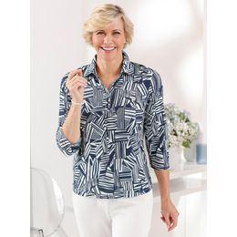 CLASSIC Damen Poloshirt "Poloshirt", blau, Gr. 50, gemustert, mehrfarbig, 95% Polyester, 5% Elasthan, Shirts