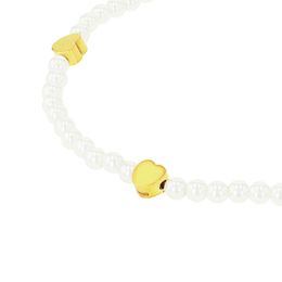 Amor Damen Armband "Perlenarmband mit Herzen", 17cm, Edelstahl Perlen, wei&szlig;, Edelstahl, Perlen, Armb&auml;nder, mit Glasperle