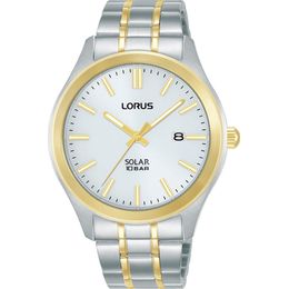Lorus Herren Solaruhrsilberfarben, silberfarben, Armbanduhren, Armbanduhr, Herrenuhr, Edelstahlarmband, analog, Tag
