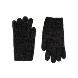 Damen Strickhandschuheschwarz, Capelli New York, unifarben, Strick, Obermaterial: 100% Polyacryl, Handschuhe, dezenter Metallic-Schimmer, gemustert,