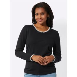 Inspirationen Damen Langarmshirt "Langarm-Shirt", schwarz, Gr. 46, unifarben, 95% Baumwolle, 5% Elasthan, Shirts