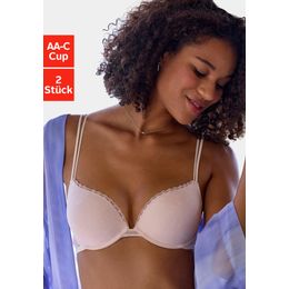 Petite Fleur Damen Push-up-BH, Gr. 90, beige, Mesh, Obermaterial: 80% Polyamid, 20% Elasthan, BHs, aus s&uuml;&szlig;em Herzchen-Mesh mit edlen