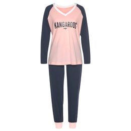 Kangaroos Damen Pyjama, Gr. 32, bunt, Single Jersey, Obermaterial: 100% Baumwolle, bedruckt, Homewear-Sets, mit kontrastfarbenen Raglan&auml;rmeln