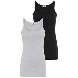 AJC Damen Longtop, grau, Basic, Gr. 48, meliert, unifarben, Obermaterial: 100% Baumwolle, Tops, in Basic Form im Doppelpack