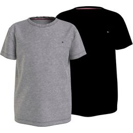 Jungen Kurzarmshirt "2P CN TEE SS", Tommy Hilfiger Underwear, Gr. 164, grau, Single Jersey, Obermaterial: 100% Baumwolle, meliert, unifarben, Basic,