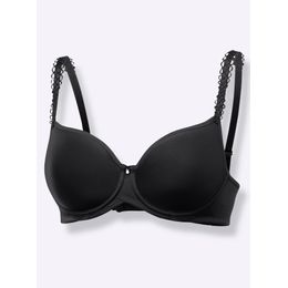 Viania Damen T-Shirt-BH, Gr. 90, schwarz, 65% Polyamid, 28% Polyester, 7% Elasthan, BHs