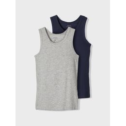 name it Jungen Unterhemd "NKMTANK f&uuml;r Jungen mit Rundhals und elastischem Tragekomfort", grau, Gr. 116, meliert, Jersey, Obermaterial: 95% Baumwolle,