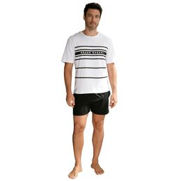 Bruno Banani Herren Pyjama, Gr. 48, schwarz-wei&szlig;, Jersey, Obermaterial: 100% Baumwolle, gestreift, Basic, Homewear-Sets, Schlafanzug mit Logodruck