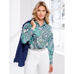 Langarmbluse Classic Basics, Damen, Gr. 40, himmelblau, eisblau, bedruckt, 100% Polyester, Paisley, gemustert, mehrfarbig, Blusen