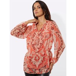 CR&Eacute;ATION L CREATION L Damen Longbluse, rosa, Gr. 42, gemustert, mehrfarbig, 100% Polyester, Blusen