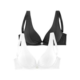Damen B&uuml;gel-BH, PETITE FLEUR BY LASCANA, Gr. 85, schwarz, Microtouch, Obermaterial: 87% Polyamid, 13% Elasthan, BHs, f&uuml;r ein tiefes Dekollet&eacute;