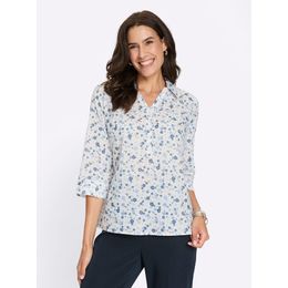 Inspirationen Damen Schlupfbluse, wei&szlig;, Gr. 44, bedruckt, gebl&uuml;mt, gemustert, mehrfarbig, 100% Baumwolle, Blusen