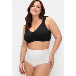 sheego Damen Entlastungs-BH, Gr. 95, schwarz, 95% Baumwolle, 5% Elasthan, Netzmaterial:100% Polyamid, Spitze:10% Elasthan, 90% Polyamid, BHs