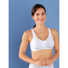 Naturana Damen B&uuml;gelloser BH, Gr. 80, wei&szlig;, 95% Baumwolle, 5% Elasthan, Spitze:19% Elasthan, 81% Polyamid, BHs