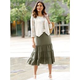 Classic Basics Damen Kurzwesteecru, Gr. 46, gebl&uuml;mt, gemustert, 100% Baumwolle, Westen