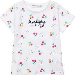 MINOTI T-Shirt 'HAPPY POM POMS' M&auml;dchen Gr&ouml;&szlig;e 86/92 gelb / pink / wei&szlig;