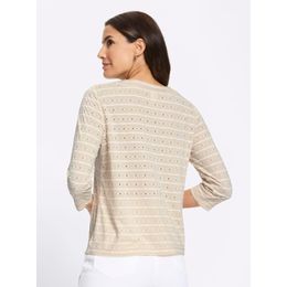 Inspirationen Damen 3/4-Arm-Shirt "3/4-Arm-Shirt"ecru, sand, gemustert, Gr. 52, gemustert, gestreift, mehrfarbig, 70% Polyester, 25% Viskose, 5%