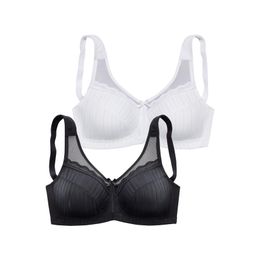 Damen Entlastungs-BH, Petite Fleur BY LASCANA, Gr. 95, schwarz, Microtouch, Obermaterial: 45% Polyamid, 40% Baumwolle, 15% Elasthan, Basic, BHs, ohne