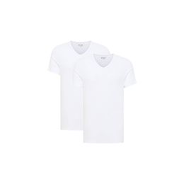 Mustang Damen T-Shirt "T-Shirt Style Amado 2-Pack 2er Pack"wei&szlig;, Gr. XXL, Obermaterial: 95% Baumwolle CO(Bio). 5% Elasthan EL., Shirts