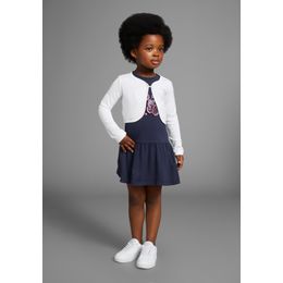 Kidsworld M&auml;dchen Bolero, Kleid & Leggings "2tlg. Set : Kleid mit Bolero-Jacke", blau, Gr. 128, bedruckt, Jersey, Obermaterial: 95% Baumwolle, 5%