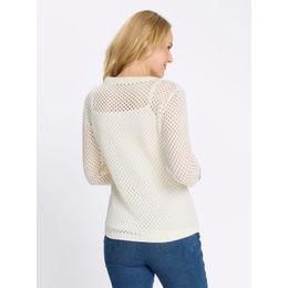 Classic Basics Damen Ajourpullover "Ajour-Pullover", wei&szlig;, Gr. 40, unifarben, 100% Polyacryl, Pullover