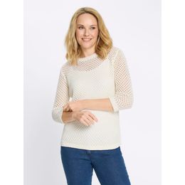 Classic Basics Damen Ajourpullover "Ajour-Pullover", wei&szlig;, Gr. 48, unifarben, 100% Polyacryl, Pullover