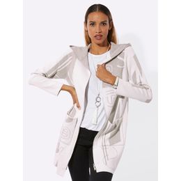 CR&Eacute;ATION L CREATION L Damen Longstrickjackeecru, hellgrau, gemustert, Gr. 50, gemustert, 45% Baumwolle, 45% Modal, 10% Polyamid, Strickjacken