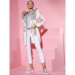 CR&Eacute;ATION L CREATION L Damen Longstrickjackeecru, hellgrau, gemustert, Gr. 46, gemustert, 45% Baumwolle, 45% Modal, 10% Polyamid, Strickjacken