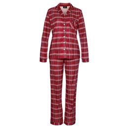 H.I.S. H.I.S Damen Pyjama, Gr. 34, rot, Flanell, Obermaterial: 100% Baumwolle, Homewear-Sets, aus Flanell mit Allover-Karomuster