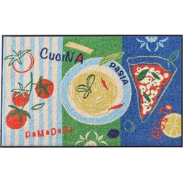 Fu&szlig;matte Salonloewe, B:75cm H:7mm L:120cmblau, gr&uuml;n, bedruckt, Kunstfaser, Polyamid, Teppiche