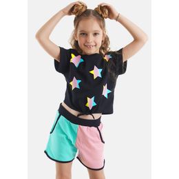 DENOKIDS Jungen Hausanzug "Stars", Gr. 116, schwarz, 95% Baumwolle, 5% Elasthan, gemustert, Homewear-Sets, mit bunten Sternen
