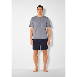s.Oliver Herren Pyjama, Gr. 44, blau, Jersey, Obermaterial: 95% Baumwolle, 5% Elasthan, meliert, Basic, Homewear-Sets, Schlafanzug in Melange-Optik