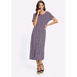 Inspirationen Damen Jerseykleid "Jersey-Kleid"marine, orchidee, bedruckt, Gr. 44, bedruckt, gemustert, gepunktet, mehrfarbig, Jersey, 95% Viskose, 5%