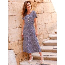 Inspirationen Damen Jerseykleid "Jersey-Kleid"marine, orchidee, bedruckt, Gr. 50, bedruckt, gemustert, gepunktet, mehrfarbig, Jersey, 95% Viskose, 5%