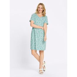 Classic Basics Damen Sommerkleid "Kleid"salbei, ecru, bedruckt, Gr. 42, gemustert, mehrfarbig, 95% Baumwolle, 5% Elasthan, Kleider