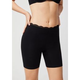 YSABEL MORA Damen Lange Unterhose "BASIC COLLECTION COTTON WITH LACE", Gr. XL, schwarz, Obermaterial: 95% Baumwolle, 5% Elasthan, unifarben,