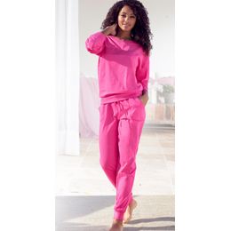 Kangaroos Damen Pyjama, Gr. 36, pink, Single Jersey, Obermaterial: 100% Baumwolle, bedruckt, Basic, Homewear-Sets, mit Slogan-Frontdruck
