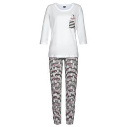 Vivance Dreams Damen Pyjama, Gr. 36, pink, Single Jersey, Obermaterial: 100% Baumwolle. Obermaterial wei&szlig;: 100% Baumwolle, bedruckt, gemustert,