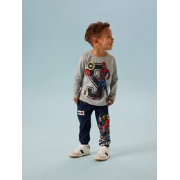 name it Jungen T-Shirt "NMMDEEP SPIDER LS NREG TOP BOX NOOS MAR", grau, Gr. 110, bedruckt, meliert, unifarben, Jersey, Obermaterial: 95% Baumwolle,