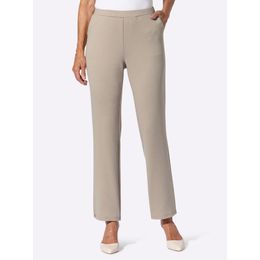 Lady Damen Jerseyhose, beige, Gr. 52, unifarben, 76% Polyester, 20% Viskose, 4% Elasthan, Hosen