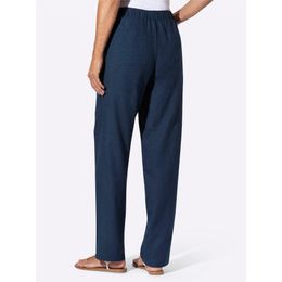 Classic Basics Damen Schlupfhose, blau, Gr. 44, unifarben, 49% Viskose, 43% Baumwolle, 8% Leinen, Hosen