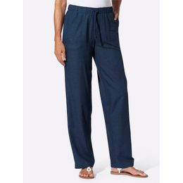 Classic Basics Damen Schlupfhose, blau, Gr. 50, unifarben, 49% Viskose, 43% Baumwolle, 8% Leinen, Hosen