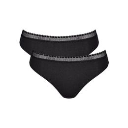 Sloggi Damen Tai-Slip "GO Ribbed", Gr. XL, schwarz, Feinripp, Obermaterial: 95% Polyamid, 5% Elasthan, clean, unifarben, Unterhosen, Feinripp,