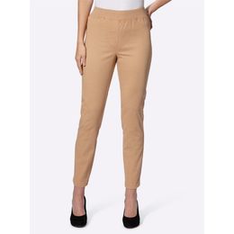 Inspirationen Damen Schlupfjeans, braun, Gr. 22, unifarben, 97% Baumwolle, 3% Elasthan, Jeans