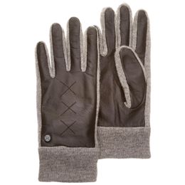 Pearlwood Damen Strickhandschuhe "SMILLA", braun, Gr. 8, unifarben mit Farbeinsatz, Materialmix, Handschuhe, weiches Fleece-Innenfutter,