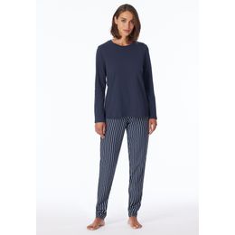 Damen Schlafanzug "Uncover Nightwear", uncover by Schiesser, Gr. 40, blau, Single Jersey, Obermaterial: 100% Baumwolle, Homewear-Sets, mit